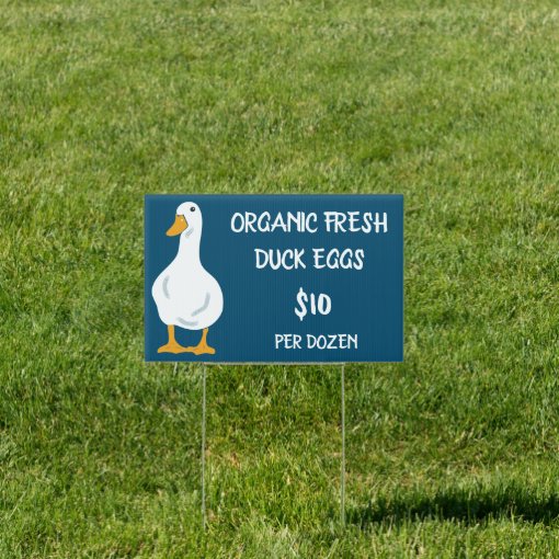 Fresh Duck Eggs White Duck Navy Blue Lawn Sign | Zazzle