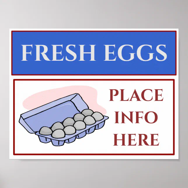 Fresh Eggs, Business Sign, add or edit text Poster | Zazzle