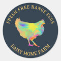 Fresh Eggs Chicken Business Personalized Classic Round Sticker | Zazzle