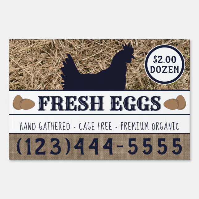 Fresh Eggs For Sale Custom Double Sided Chicken Sign | Zazzle