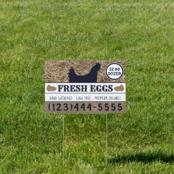 Fresh Eggs For Sale Custom Double Sided Chicken Sign | Zazzle