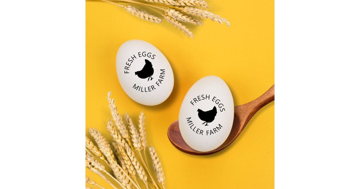 Fresh Eggs Simple Hen Monogram Egg Stamp | Zazzle