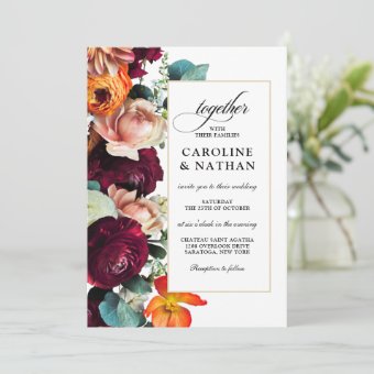 Fresh Fall Romantic Floral Wedding Invitation | Zazzle