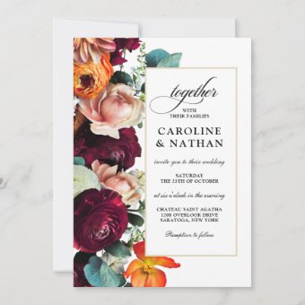Fresh Fall Romantic Floral Wedding Invitation | Zazzle