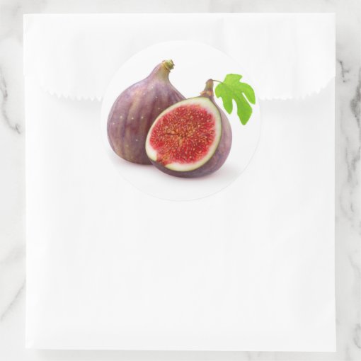 Fresh figs with leaf classic round sticker | Zazzle