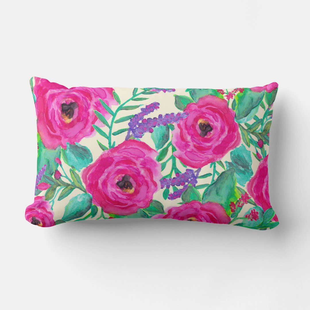 Fresh Florals Decorative Lumbar Pillow | Zazzle