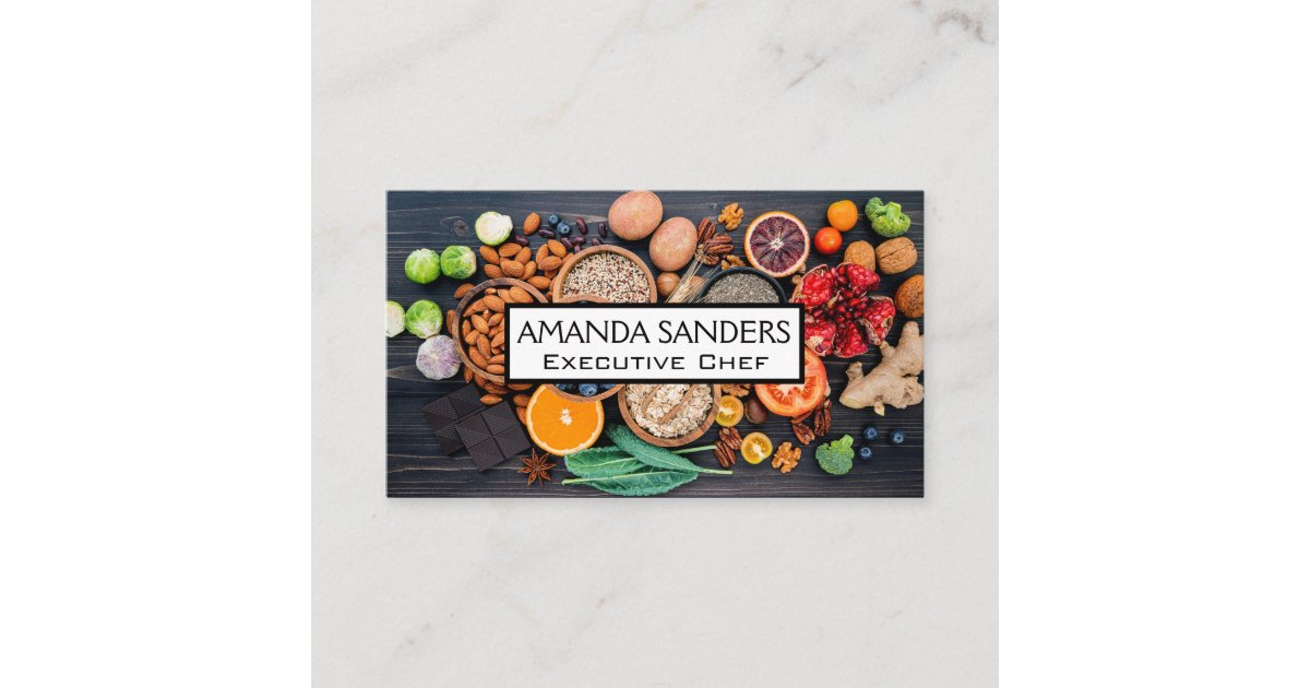 Fresh Food on Table Business Card | Zazzle