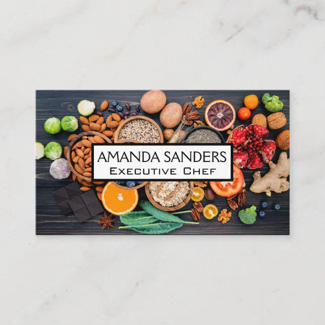Fresh Food on Table Business Card | Zazzle