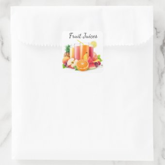 Fresh fruit juices square sticker | Zazzle