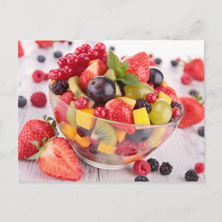 Fresh fruit salad postcard | Zazzle