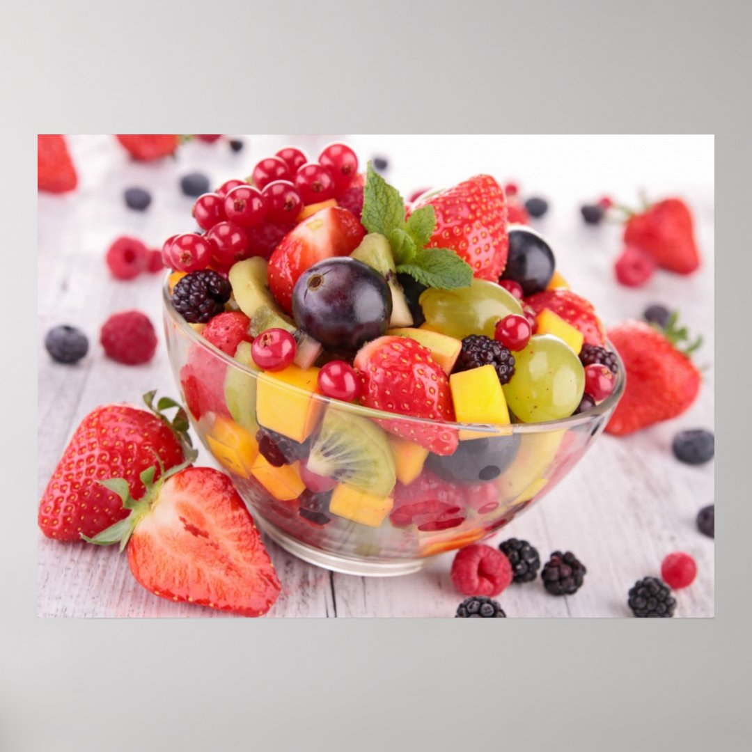 Fresh fruit salad poster | Zazzle