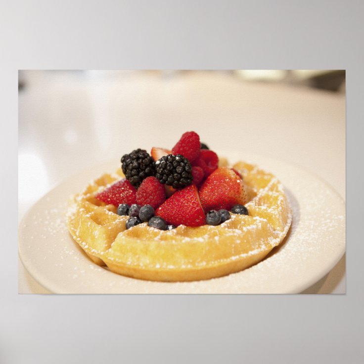 Fresh fruit waffle poster | Zazzle