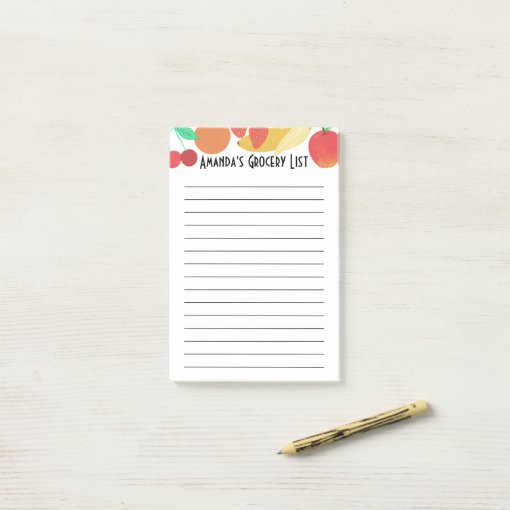 Fresh Fruits Grocery Shop List Meal Planning Post-it Notes | Zazzle