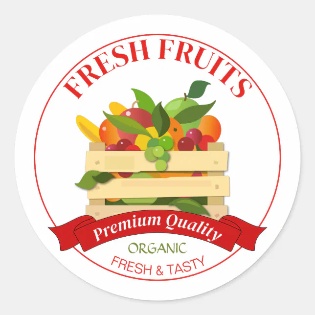 Fresh Fruits Label Sticker | Zazzle