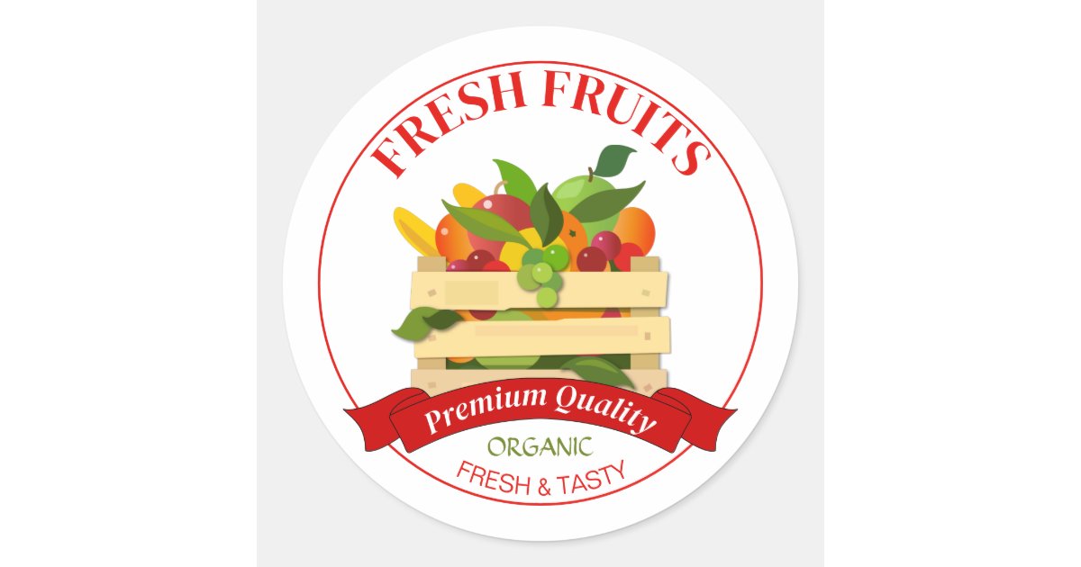 Fresh Fruits Label Sticker | Zazzle