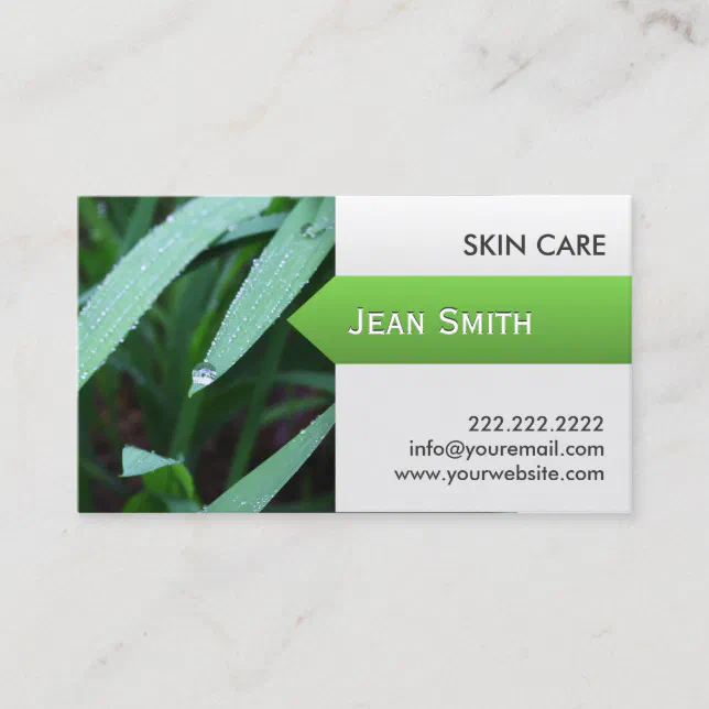 Fresh Green Leaves Skin Care Business Card | Zazzle