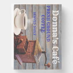 Fresh Ground Coffee - Served Daily Wooden Box Sign | Zazzle