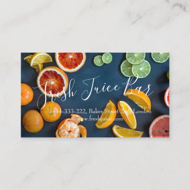 Fresh Juice Bar Vegetarian Vegan Healthy Life Business Card | Zazzle