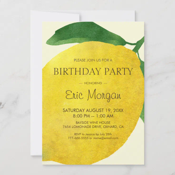Fresh Lemon Birthday Invitation Card | Zazzle