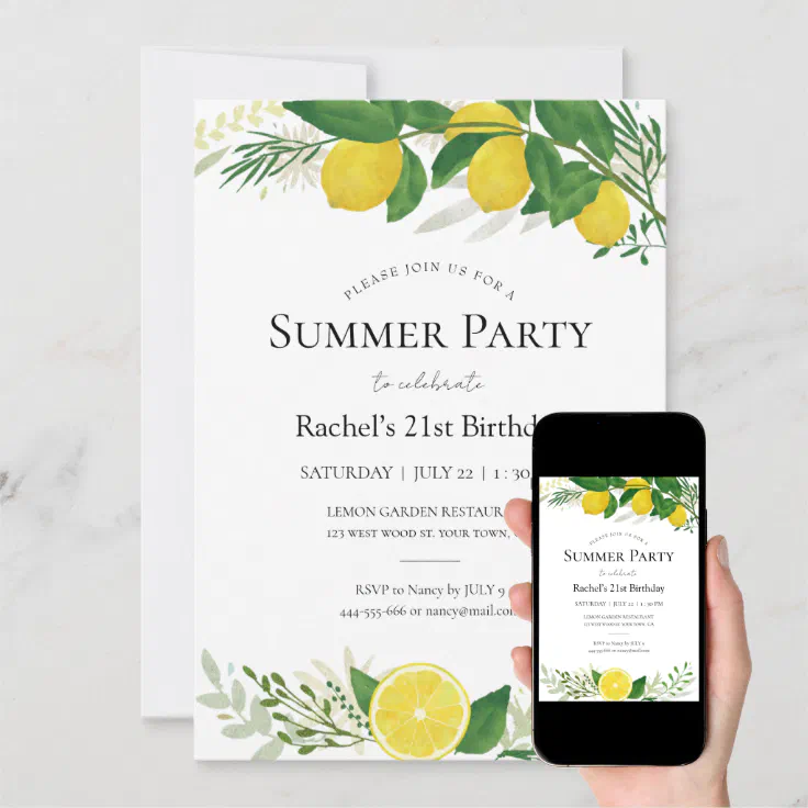 Fresh Lemon Birthday Party Invitation | Zazzle