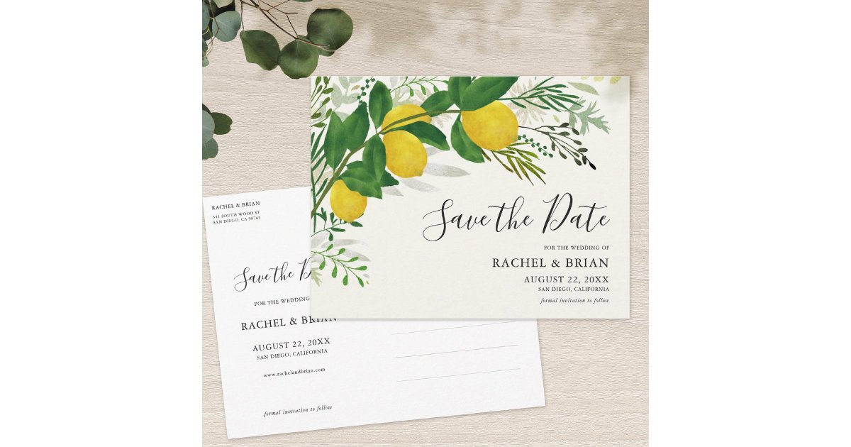 Fresh Lemon Save the Date Invitation Postcard | Zazzle