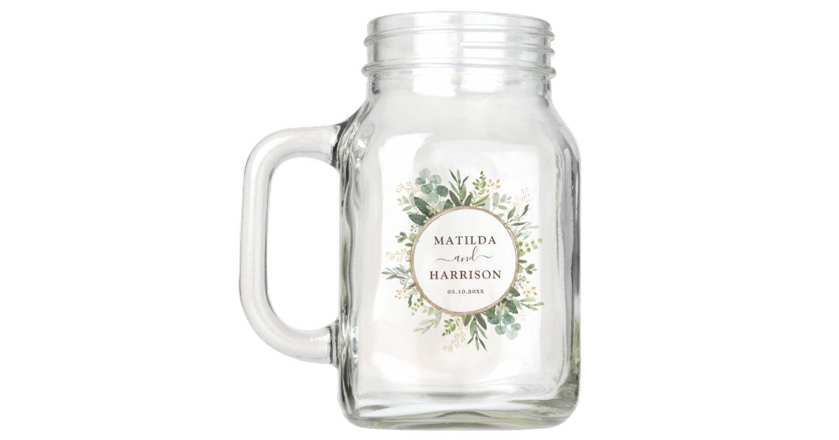 Fresh & Lush Watercolor Eucalyptus Greenery Wreath Mason Jar | Zazzle