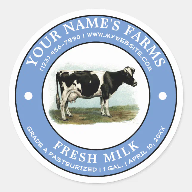 Fresh Milk Label Template | Zazzle