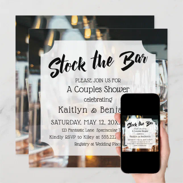 Fresh & Modern Stock the Bar Couples Shower Invitation | Zazzle