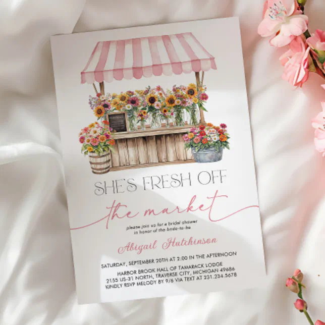 Fresh off the Market Bridal Shower Invitation | Zazzle