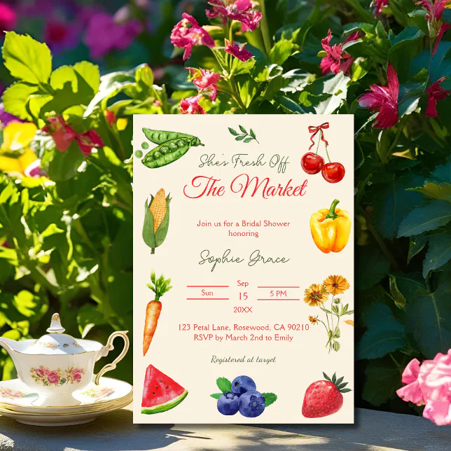 Fresh Off the Market Farm Bridal Shower Invitation | Zazzle