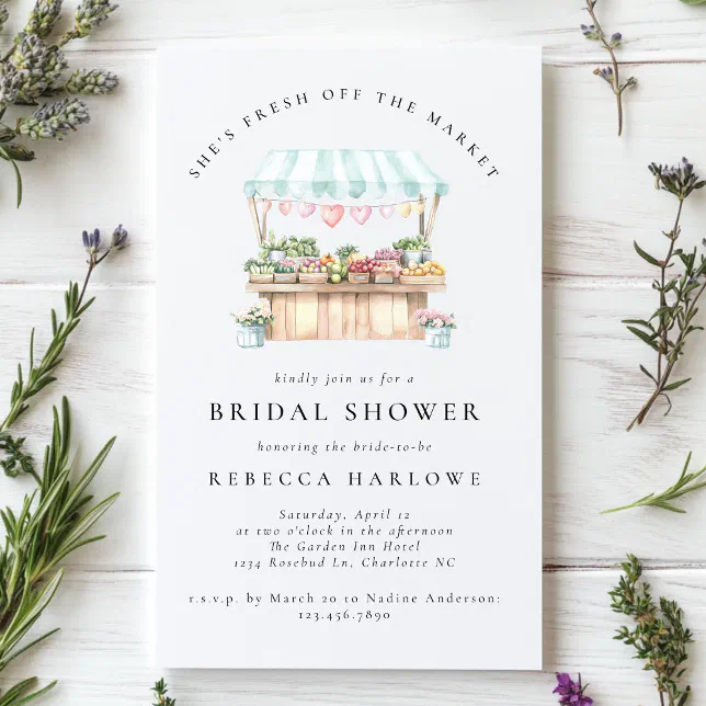 Fresh Off The Market Farmers Market Bridal Shower Invitation | Zazzle