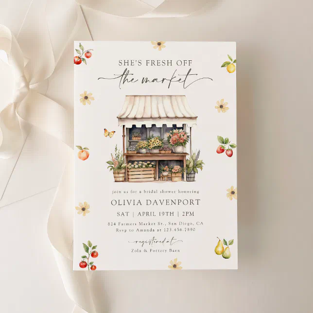 Fresh Off the Market Farmers Market Bridal Shower Invitation | Zazzle