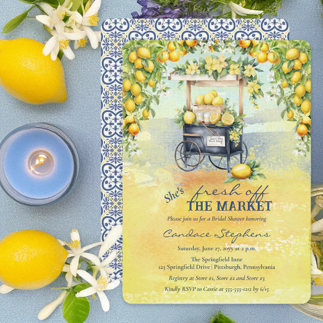 Fresh Off The Market Lemon Stand Bridal Shower Invitation | Zazzle
