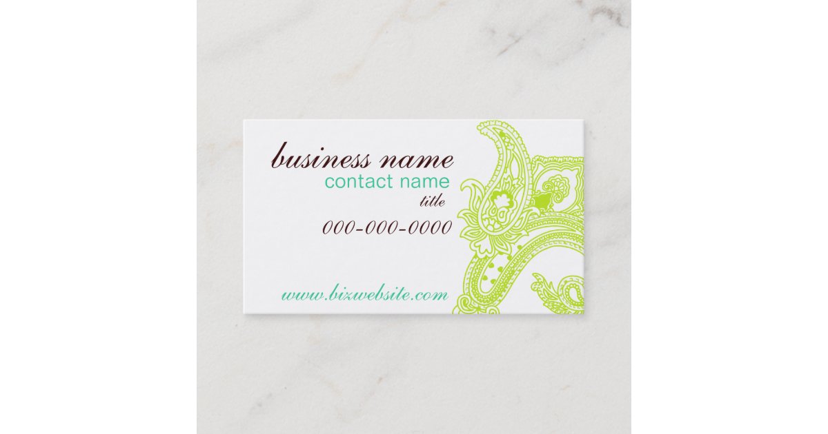 Fresh Paisley Business Card | Zazzle