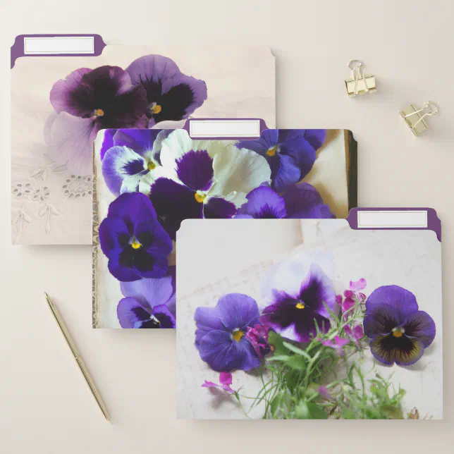 Fresh pansies file folder | Zazzle