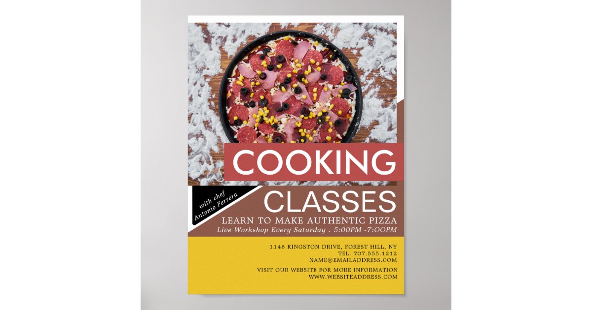 Fresh Pizza, Cooking Classes Advertising Poster | Zazzle