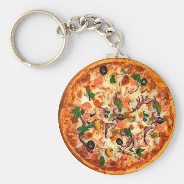 Fresh Pizza Theme Keychain | Zazzle