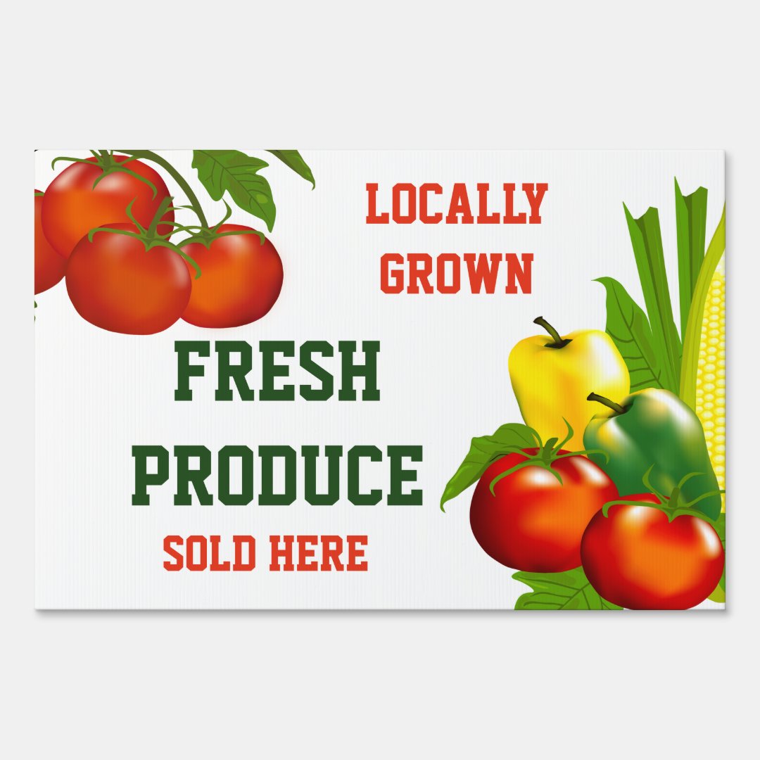 Fresh Produce Farm Stand Lg Yard Sign | Zazzle