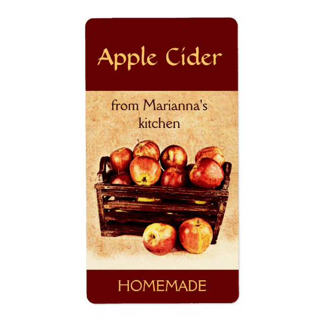 Fresh red apples in a basket apple cider label | Zazzle