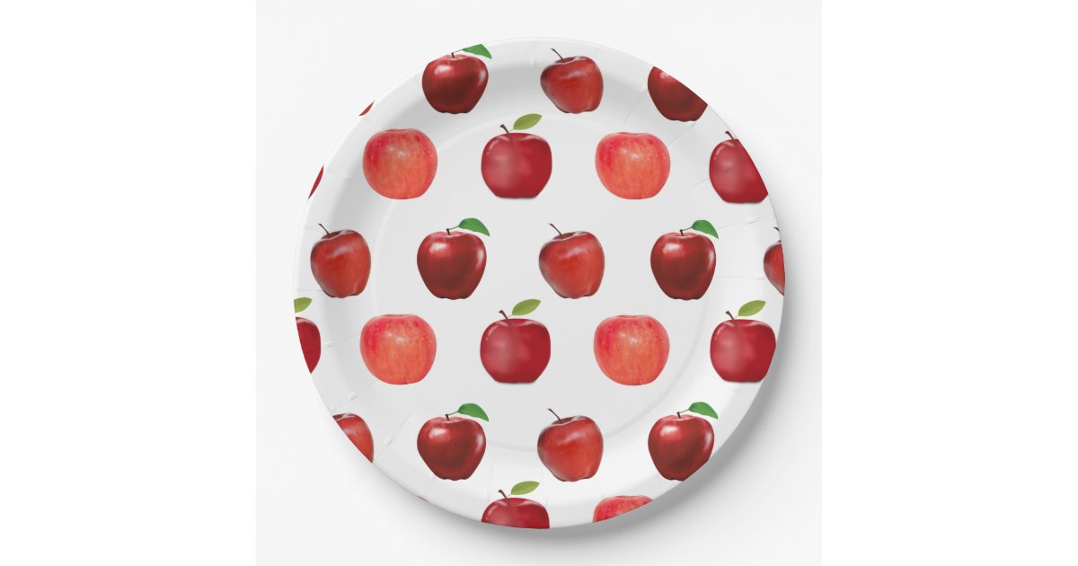Fresh Red Apples on White Paper Plates | Zazzle