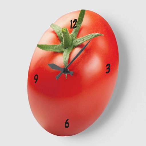 Fresh Red Tomato Isolated On White Background Large Clock | Zazzle