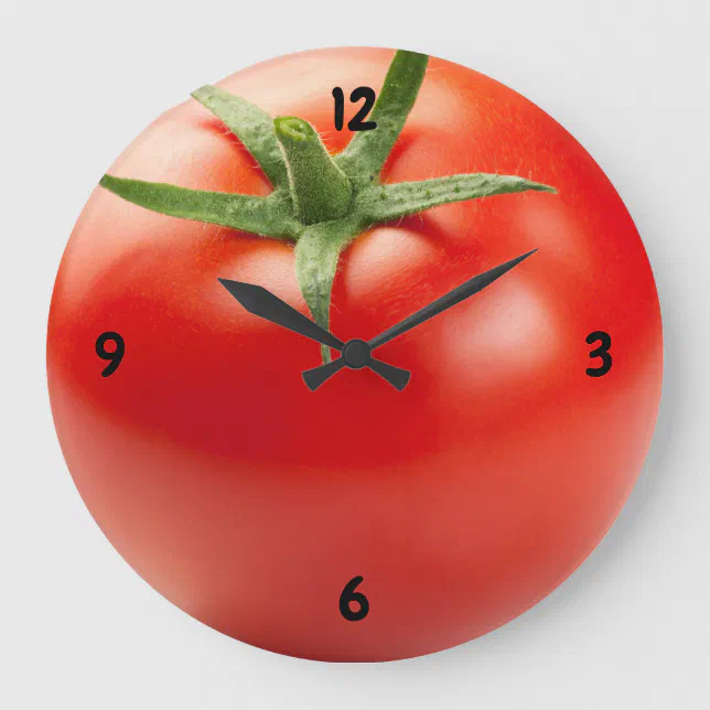 Fresh Red Tomato Isolated On White Background Large Clock | Zazzle