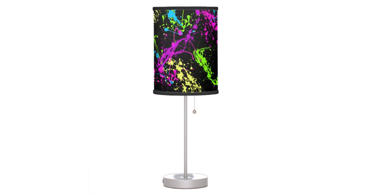 Fresh Retro Neon Paint Splatter Table Lamp | Zazzle