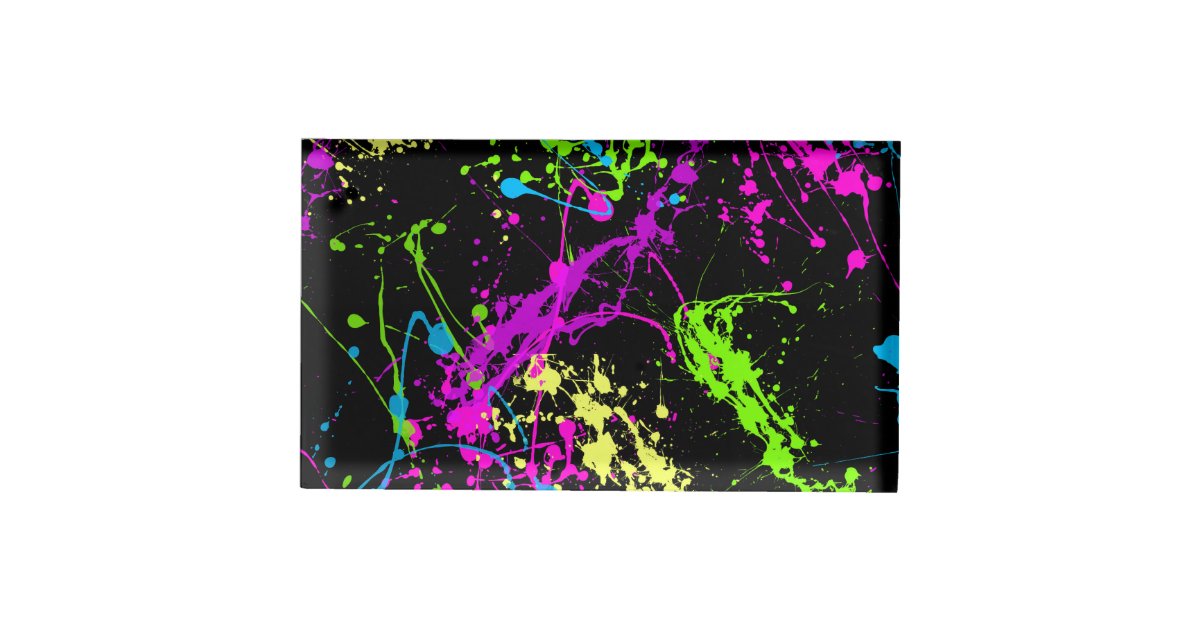 Fresh Retro Neon Paint Splatter Table Number Holder | Zazzle