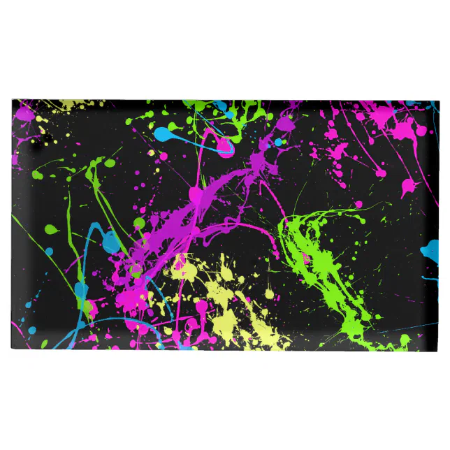 Fresh Retro Neon Paint Splatter Table Number Holder | Zazzle