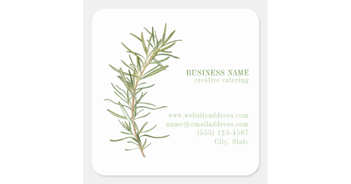 FRESH ROSEMARY Biz ID Small Square Stickers | Zazzle