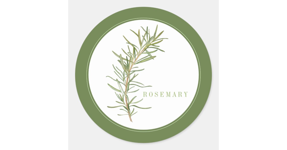 FRESH ROSEMARY Small Round Stickers (+text) Green | Zazzle