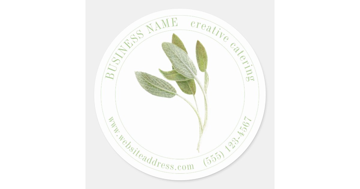 FRESH SAGE Biz ID Large Round Stickers | Zazzle
