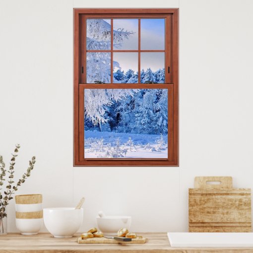 Fresh Snow Cover Fake Window Illusion Poster | Zazzle