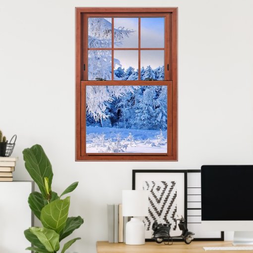 Fresh Snow Cover Fake Window Illusion Poster | Zazzle